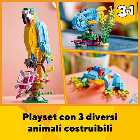 LEGO Creator 31136 Pappagallo Esotico, Set 3 in 1 con Pesce e Rana ...