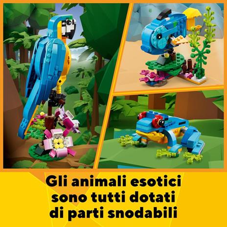 LEGO Creator 31136 Pappagallo Esotico, Set 3 in 1 con Pesce e Rana ...