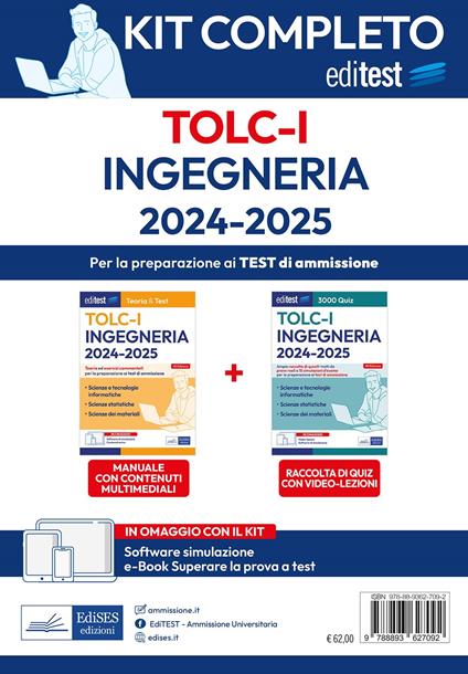 Kit completo TOLC-I Ingegneria. Con sofware di simulazione - Libro ...